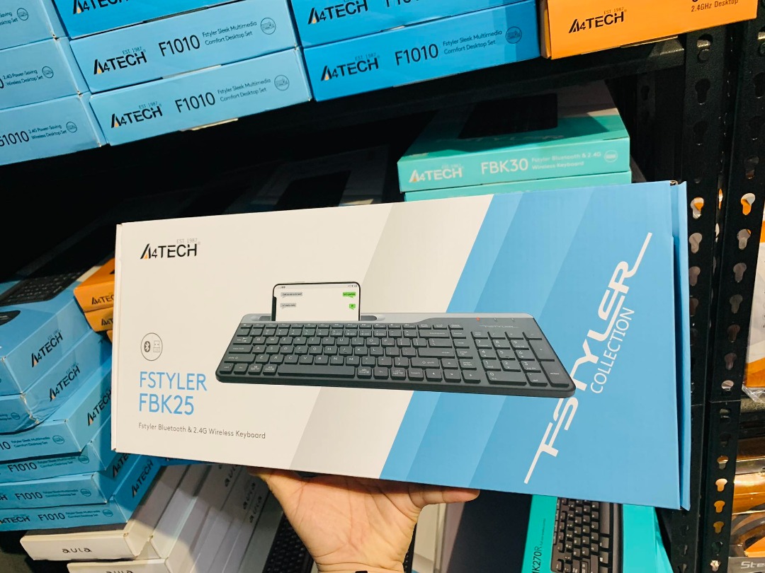 A4Tech FBK25 Fstyler Bluetooth & 2.4G Wireless Keyboard Black ...