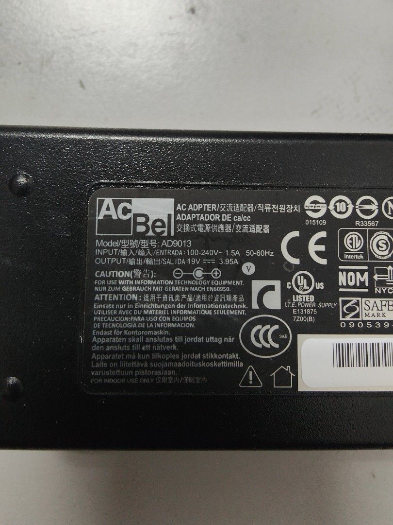 AcBel AC Adapter 19V, Computers & Tech, Parts & Accessories, Chargers ...