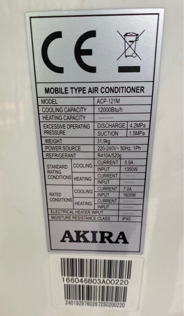 Akira Portable Aircon 12000BTU, TV & Home Appliances, Air Conditioners ...