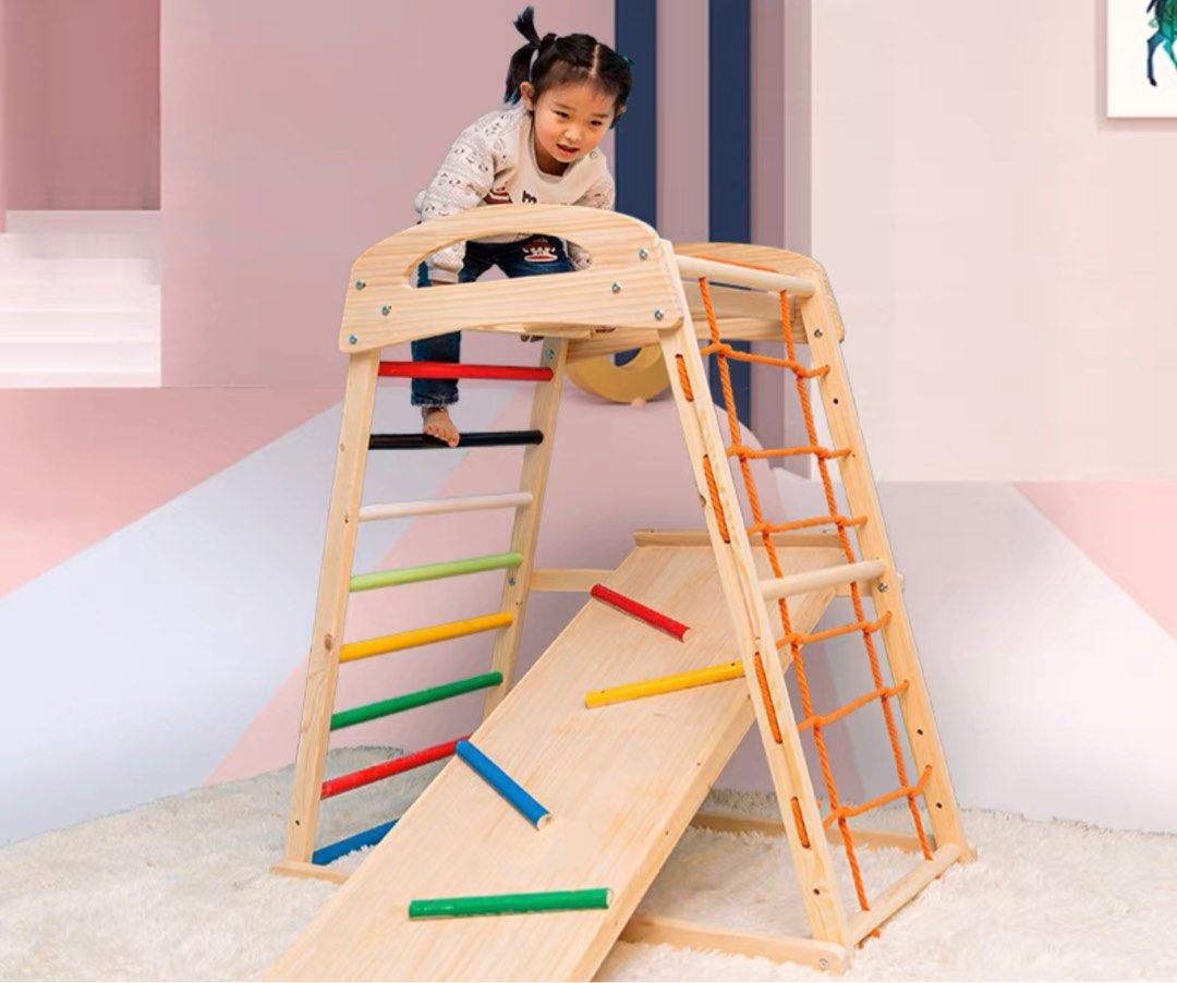 Baby Montessori climber ladder stairs, slide and swing, Babies & Kids ...