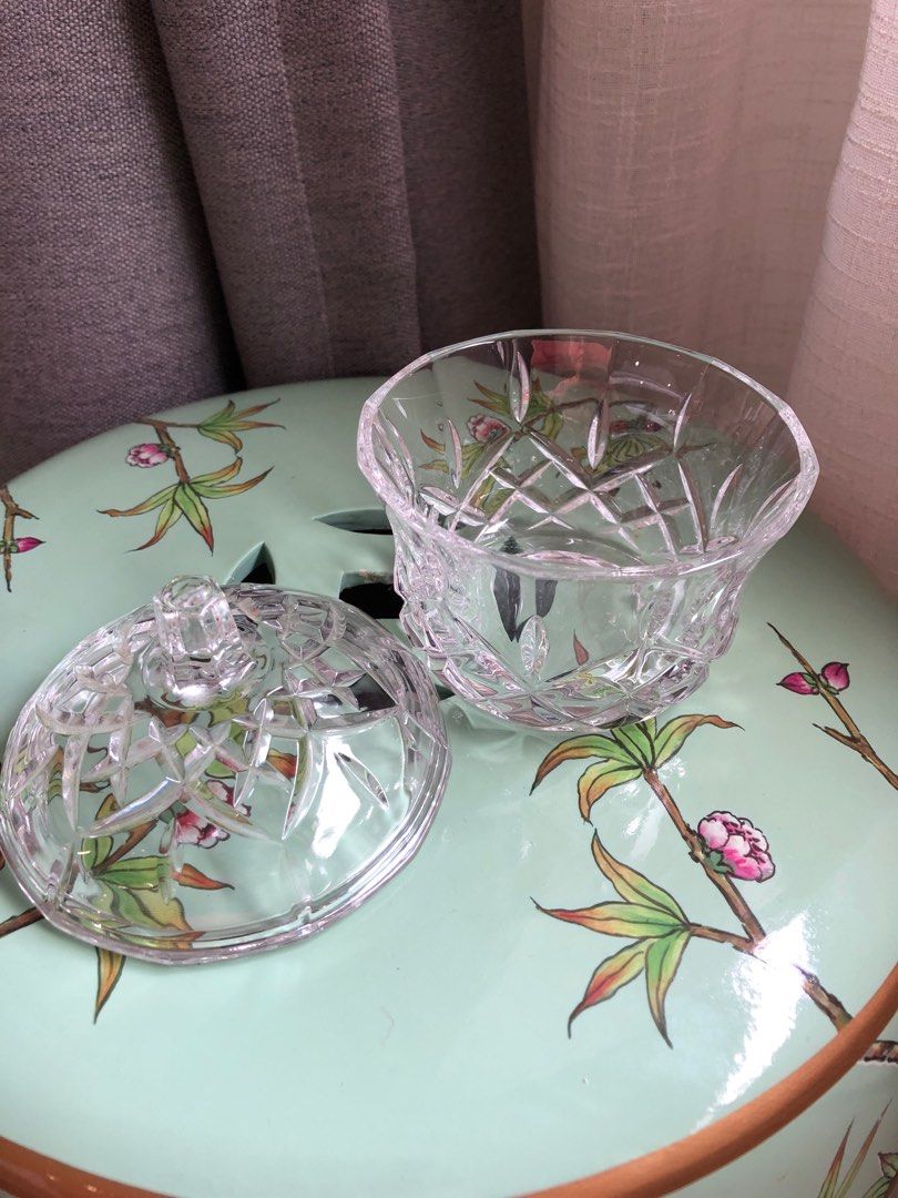 Beautiful Glass Bowl with Cover - cut glass design, Furniture & Home ...