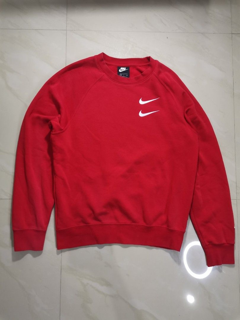 Big Logo Nike Double Swoosh Crewneck, Fesyen Pria, Pakaian , Atasan di ...