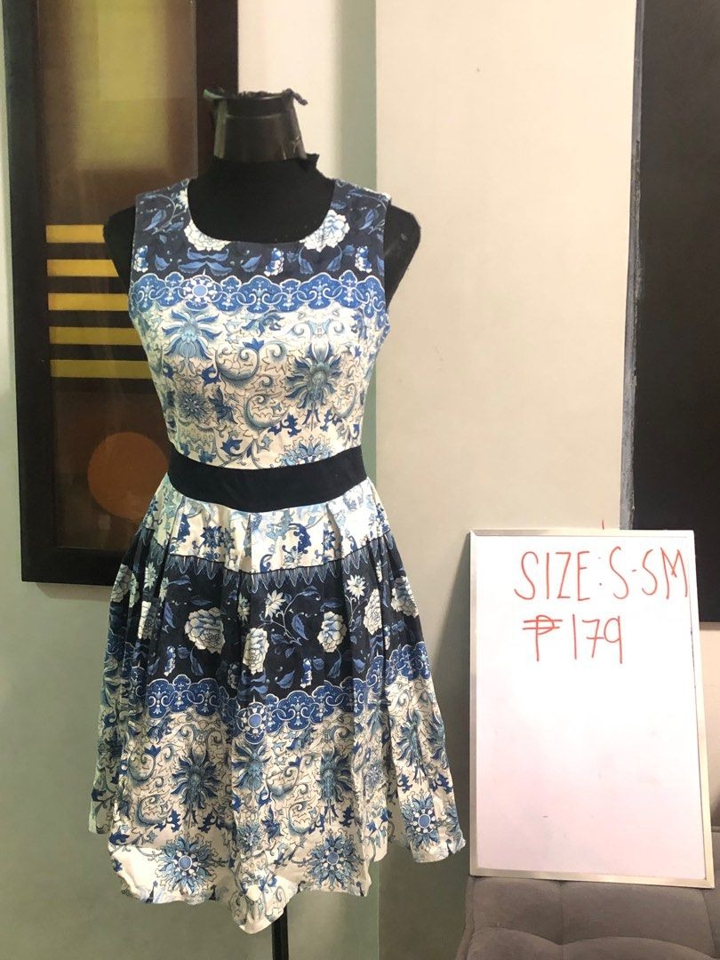 Blue Pattern Dress, Women's Fashion, Dresses & Sets, Dresses on Carousell
