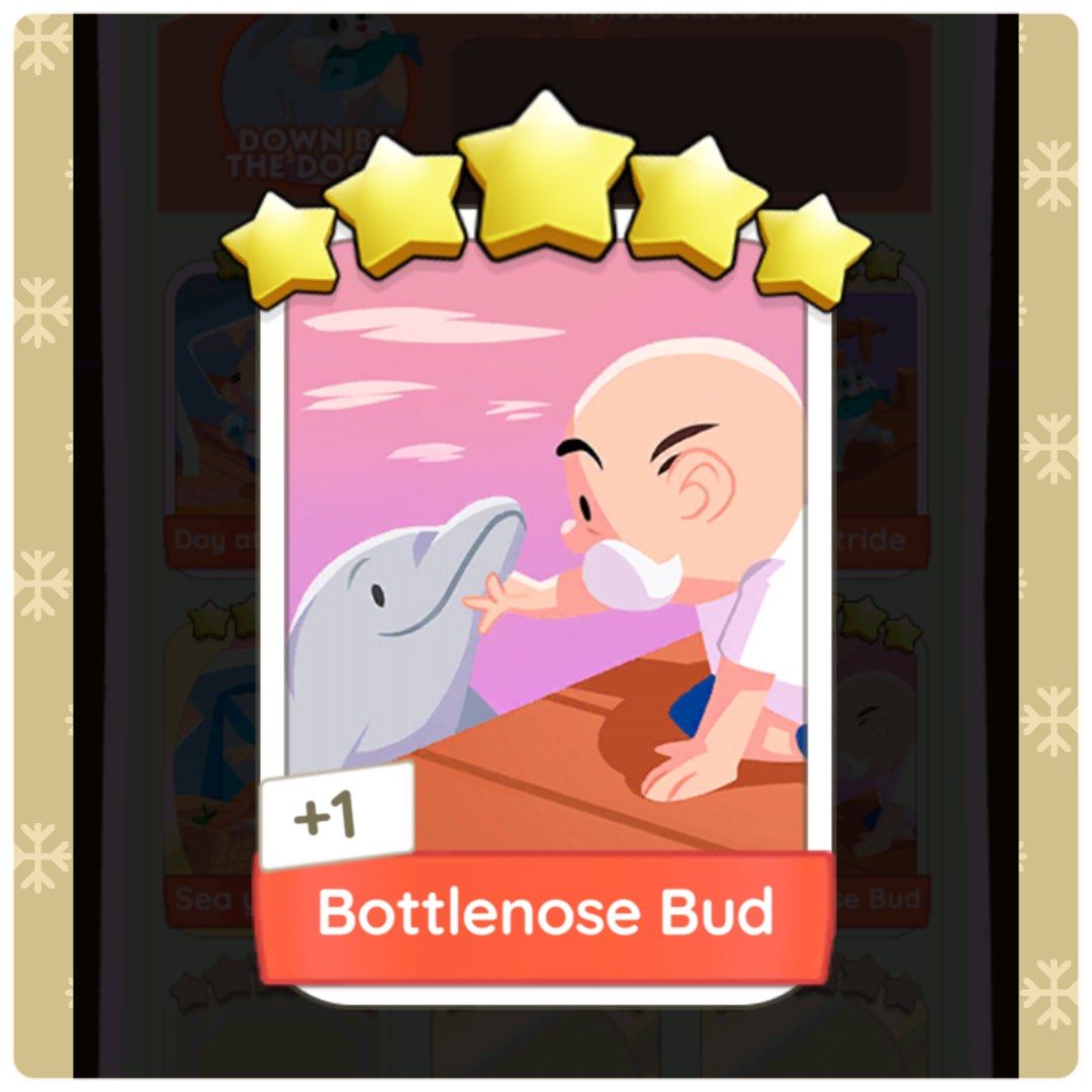 BOTTLENOSE BUD MONOPOLY GO STICKER FIVE STARS, Hobbies & Toys, Toys ...