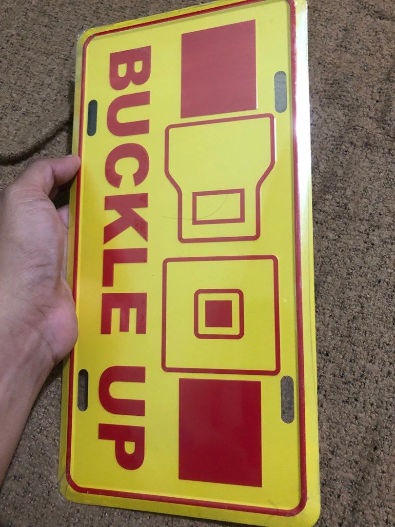 Buckle up tin car plate on Carousell