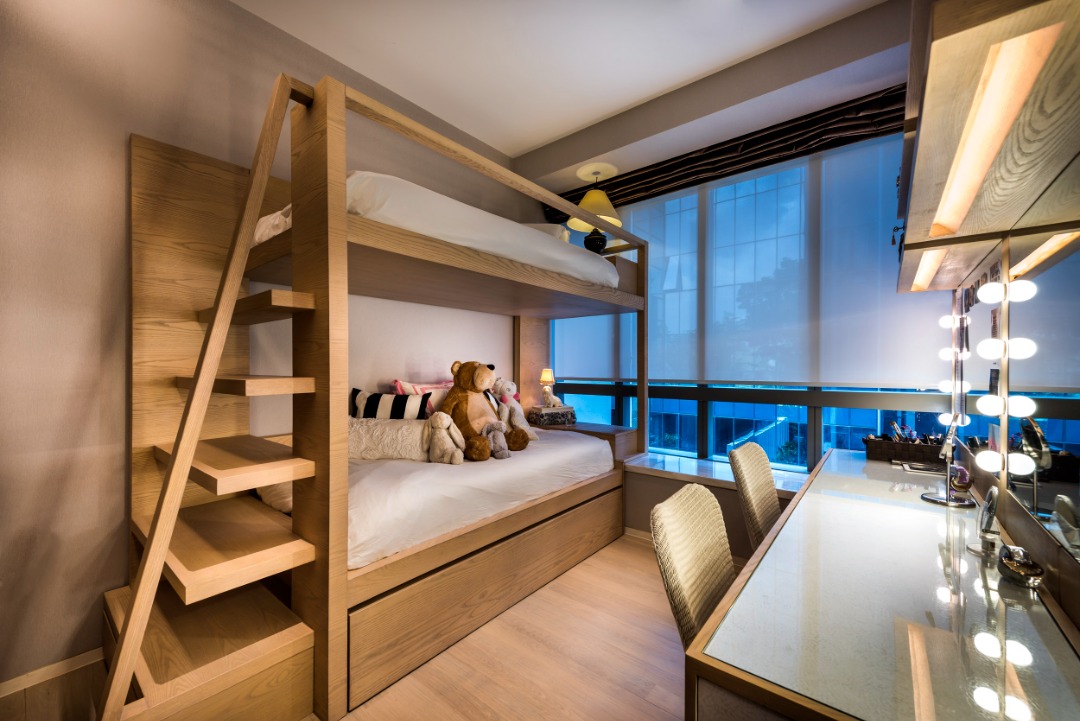 Bunk cots with table attached to wall, Furniture & Home Living ...