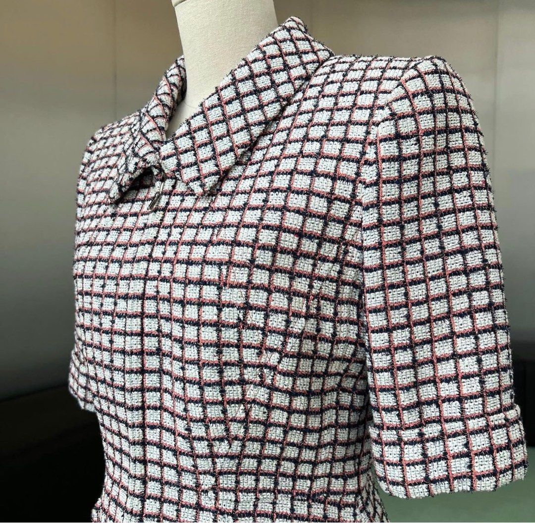 Chanel P60834 Short Sleeve Tweed Jacket Checkers, Luxury, Apparel on ...