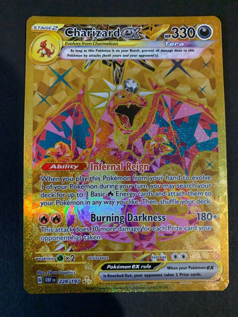 Charizard ex gold full art, Hobbies & Toys, Toys & Games on Carousell