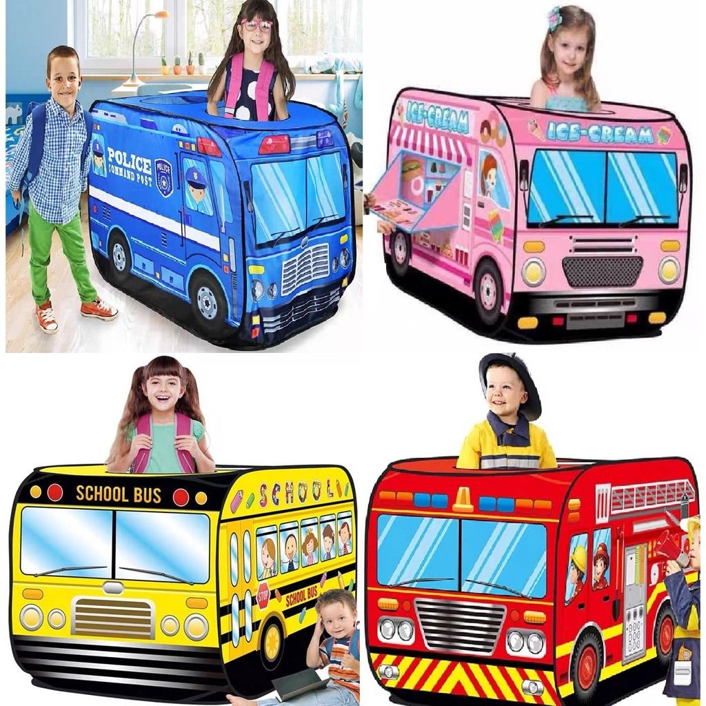 Children Play Tent Kids Bus Folding Police Fire-Engine Ice-Cream School ...