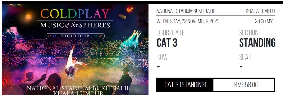 Coldplay Cat 3 Standing Zone, Tickets & Vouchers, Event Tickets on ...