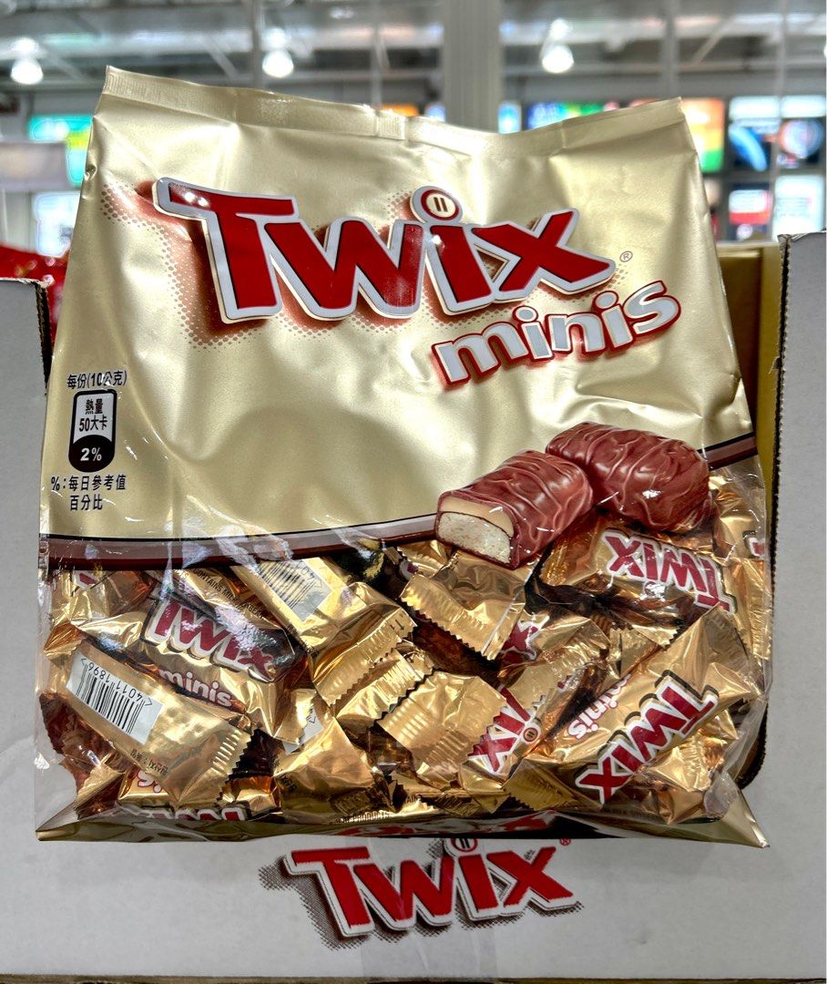 Costco好市多 Twix Minis 特趣 迷你焦糖夾心巧克力 1180 公克 chocolate bars, 食物和飲料, 罐裝食品&即食食品在旋轉拍賣