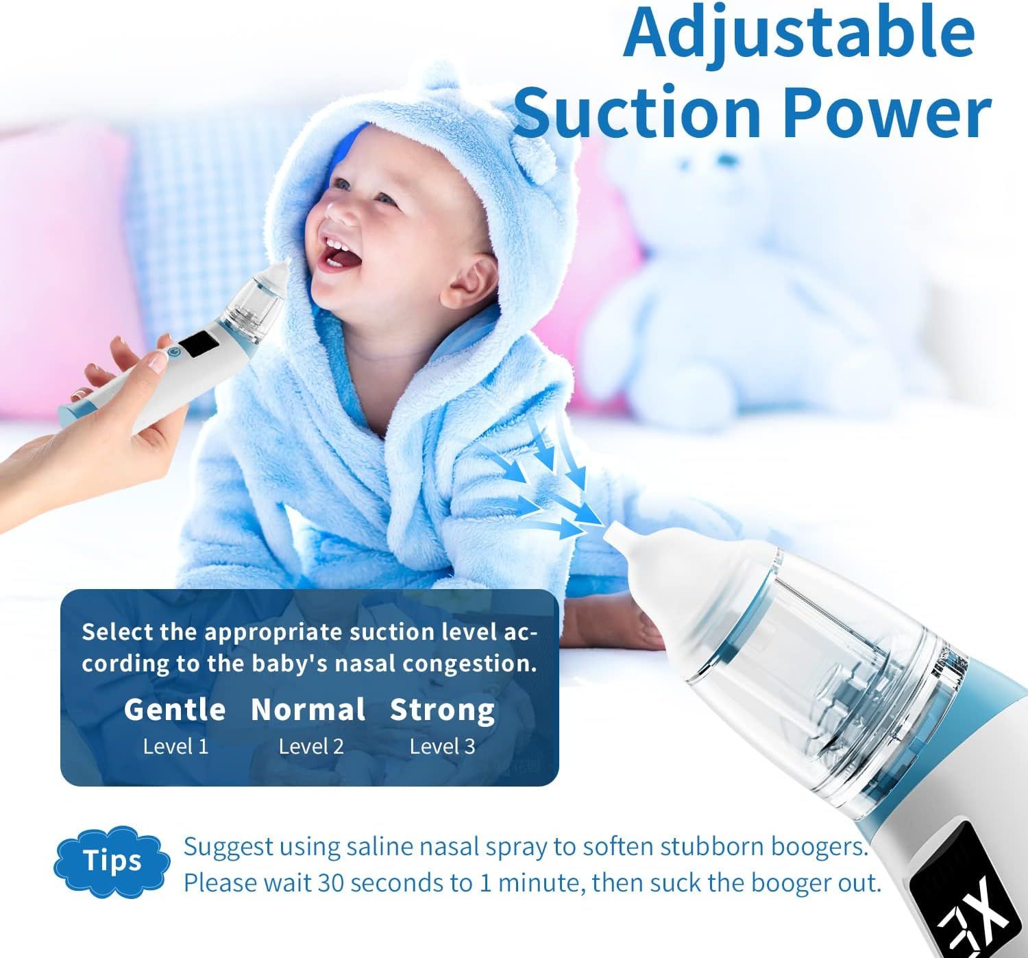 Electric Baby Nasal Aspirator, Rechargeable Nose Sucker for Baby ...