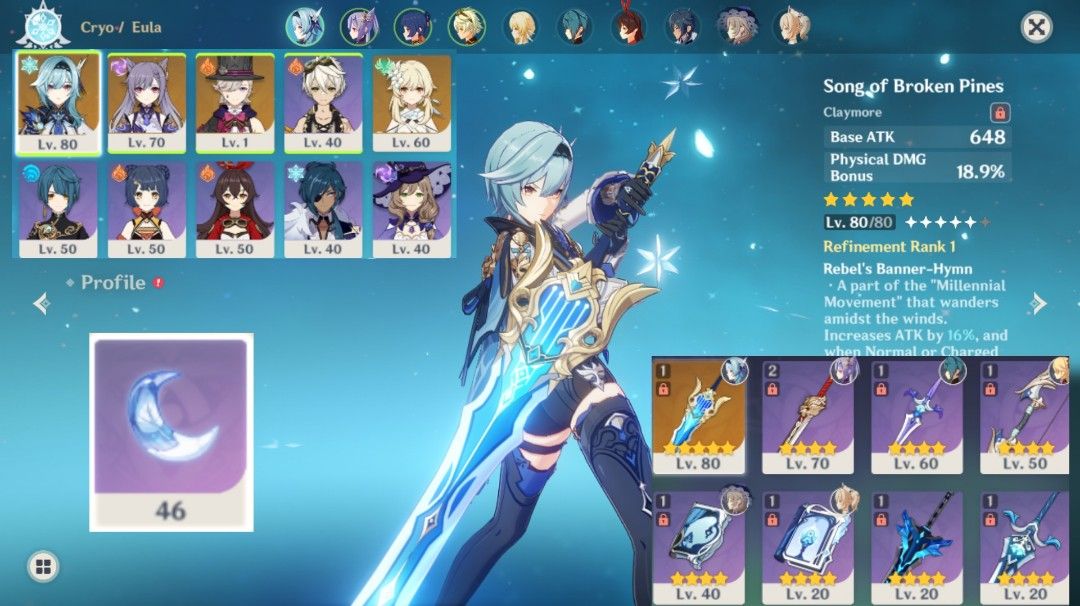 Eula + Sig Unset All Genshin Impact Account, Video Gaming, Video Games ...