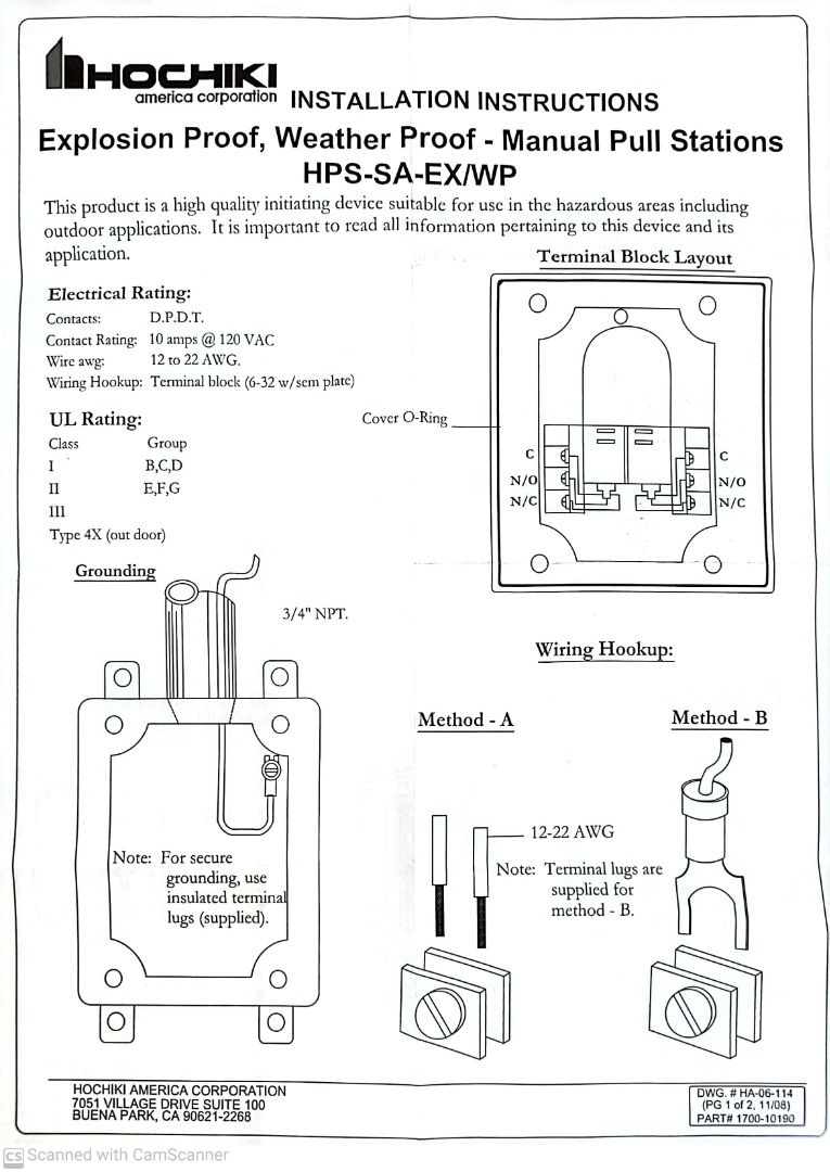 FOR SALE HOCHIKI BRAND PULL STATION, SINGLE ACTION, EXPLOSIVE WEATHER ...
