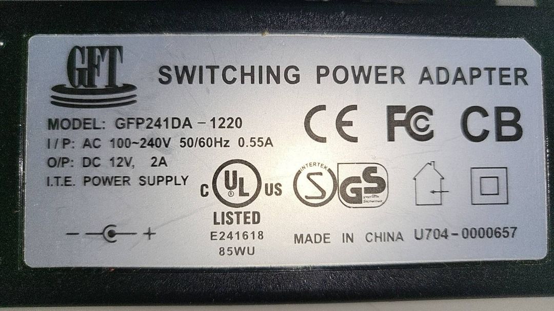 GFT GFP241DA-1220 DC 12V 2A 24W 變壓器, 電腦及科技產品, 電腦周邊產品, 電腦充電器在旋轉拍賣