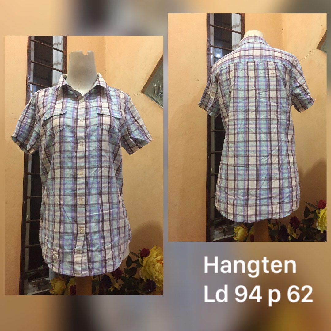 Hangten kemeja pendek wanita DIY , Fesyen Pria, Pakaian , Atasan di Carousell