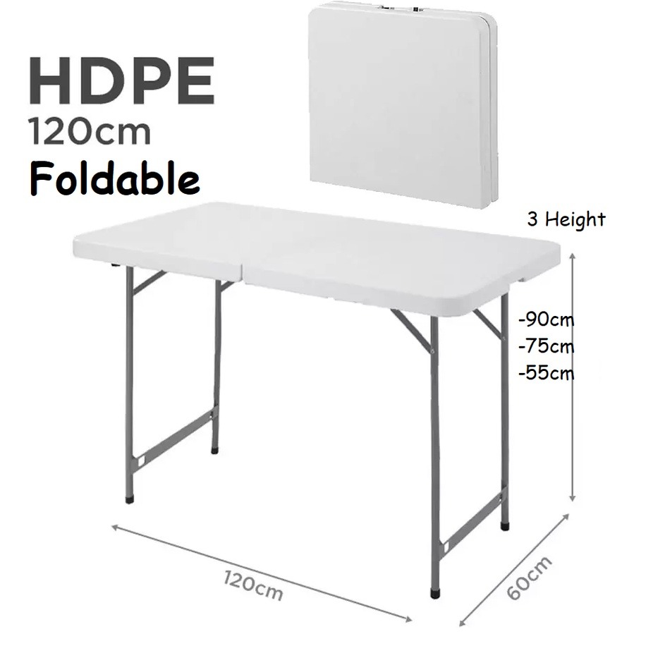 HDPE Folding table 3 Height adjustable Foldable Table, Furniture & Home ...