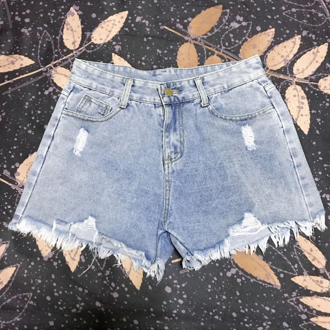 High Waist Denim Maong Tattered Ripped Shorts on Carousell