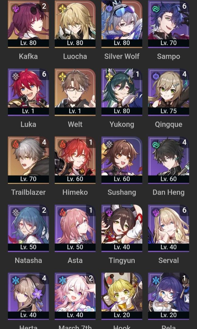 Honkai Star Rail e2 Kafka + LC, Loucha + LC , SW + Event LC, Video ...