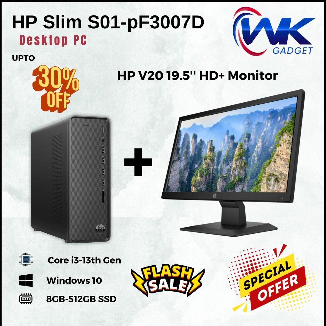 HP Slim Desktop S01-pF3007d | Core i3-13th | 8GB - 512GB SSD | Win 10 ...