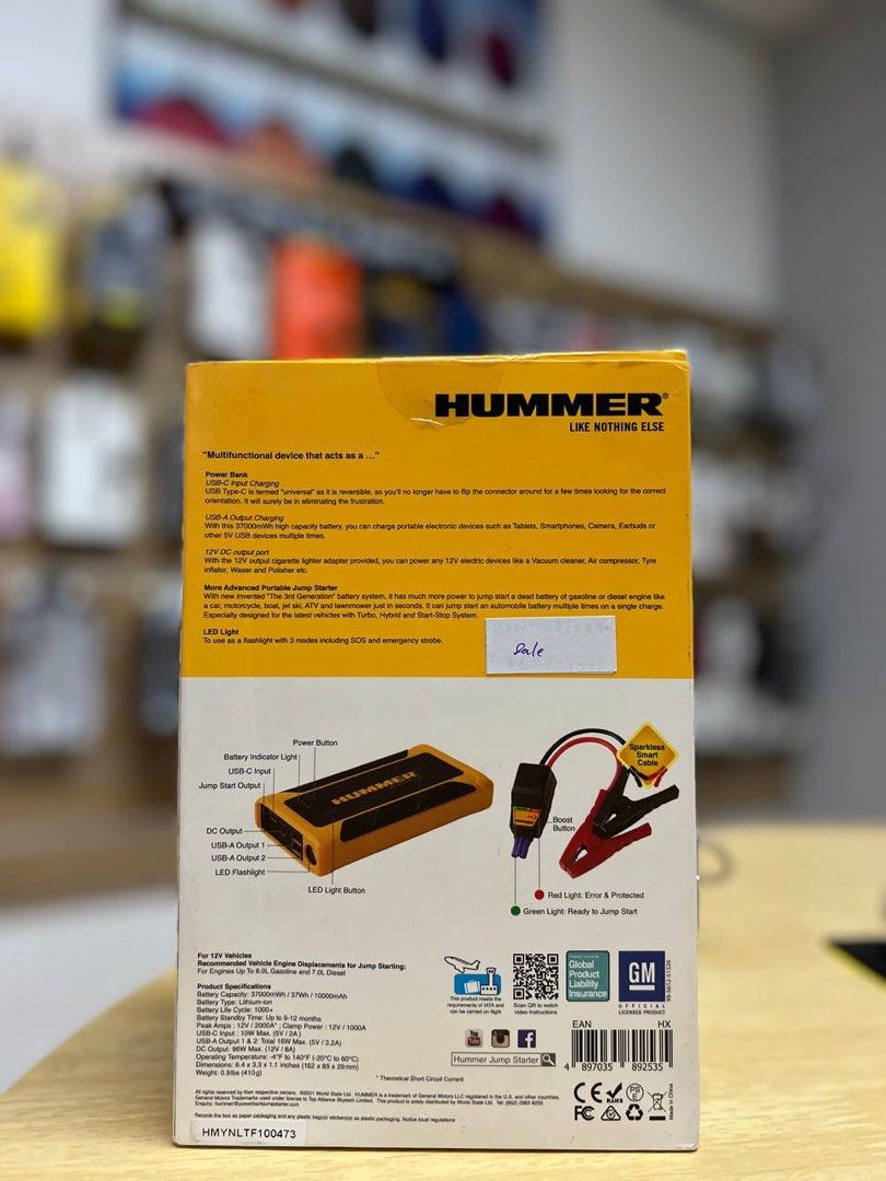 Hummer HX Multifunctional Powerbank Jump Starter USB-A to USB-C ...
