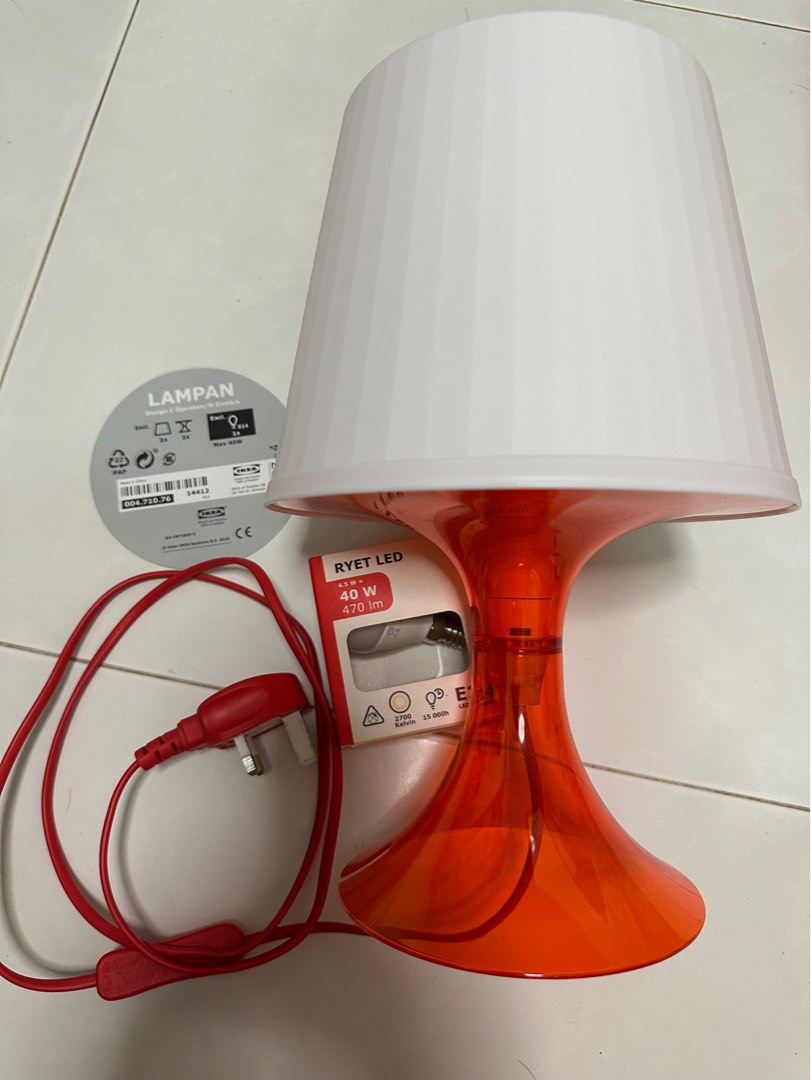 IKEA Lampan Lamp Orange, Furniture & Home Living, Lighting & Fans ...