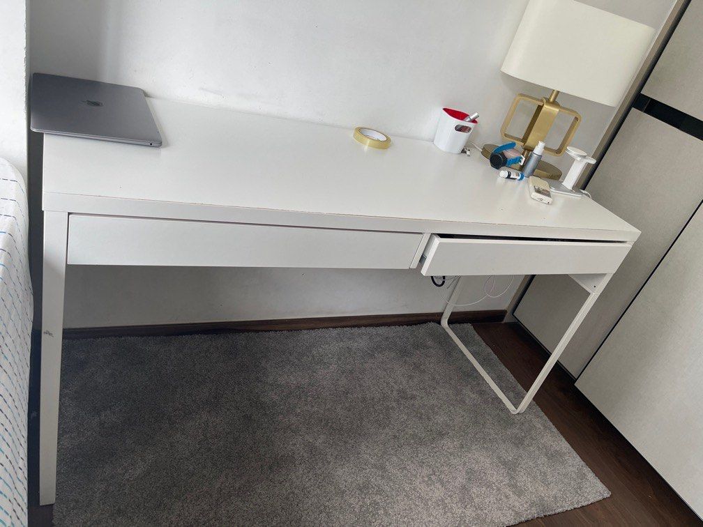 IKEA white long office table, Furniture & Home Living, Furniture ...