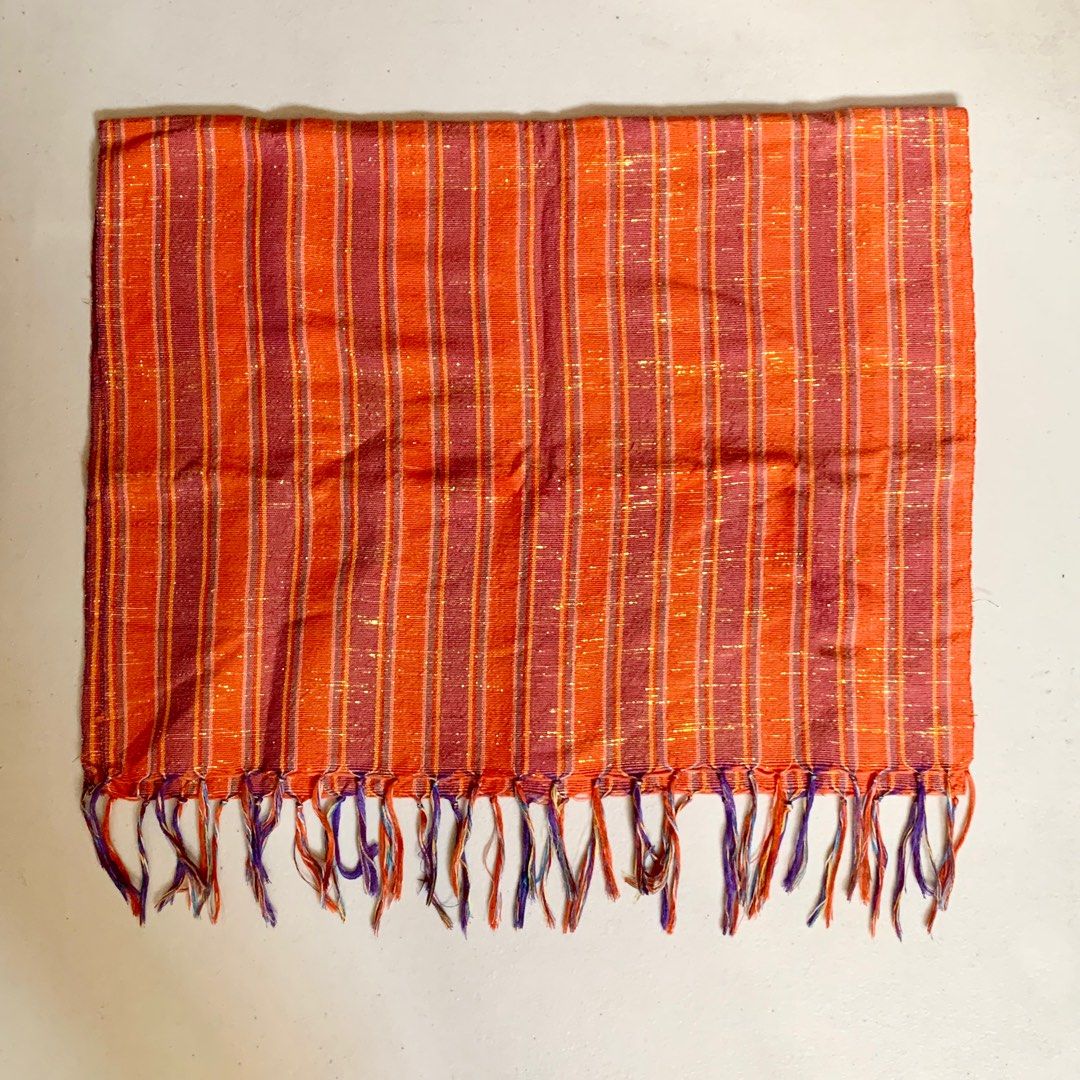Ilocos Inabel Mat with Gold Thread and Fringes on Carousell