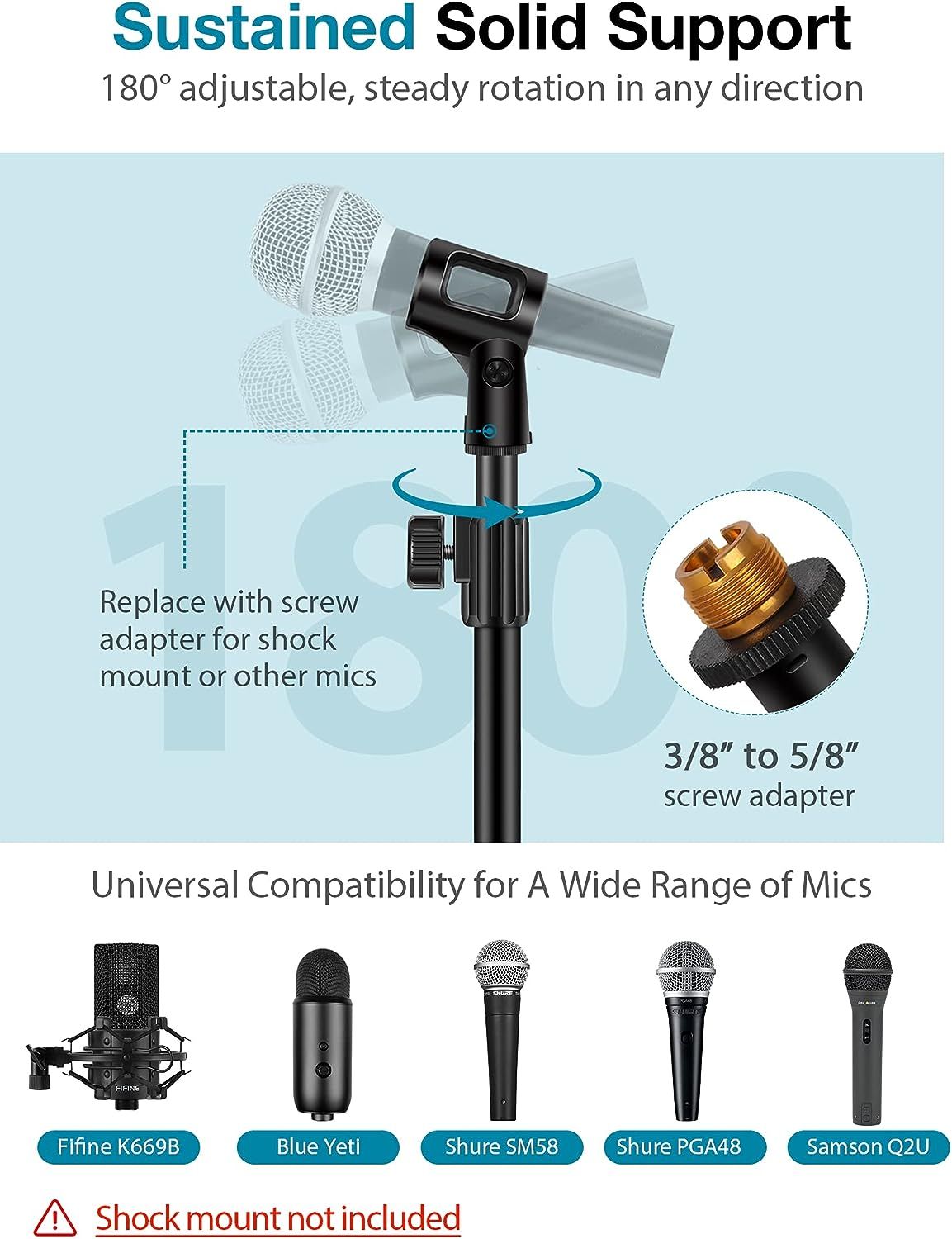 InnoGear Desktop Microphone Stand, Upgraded Adjustable Table Mic Stand ...
