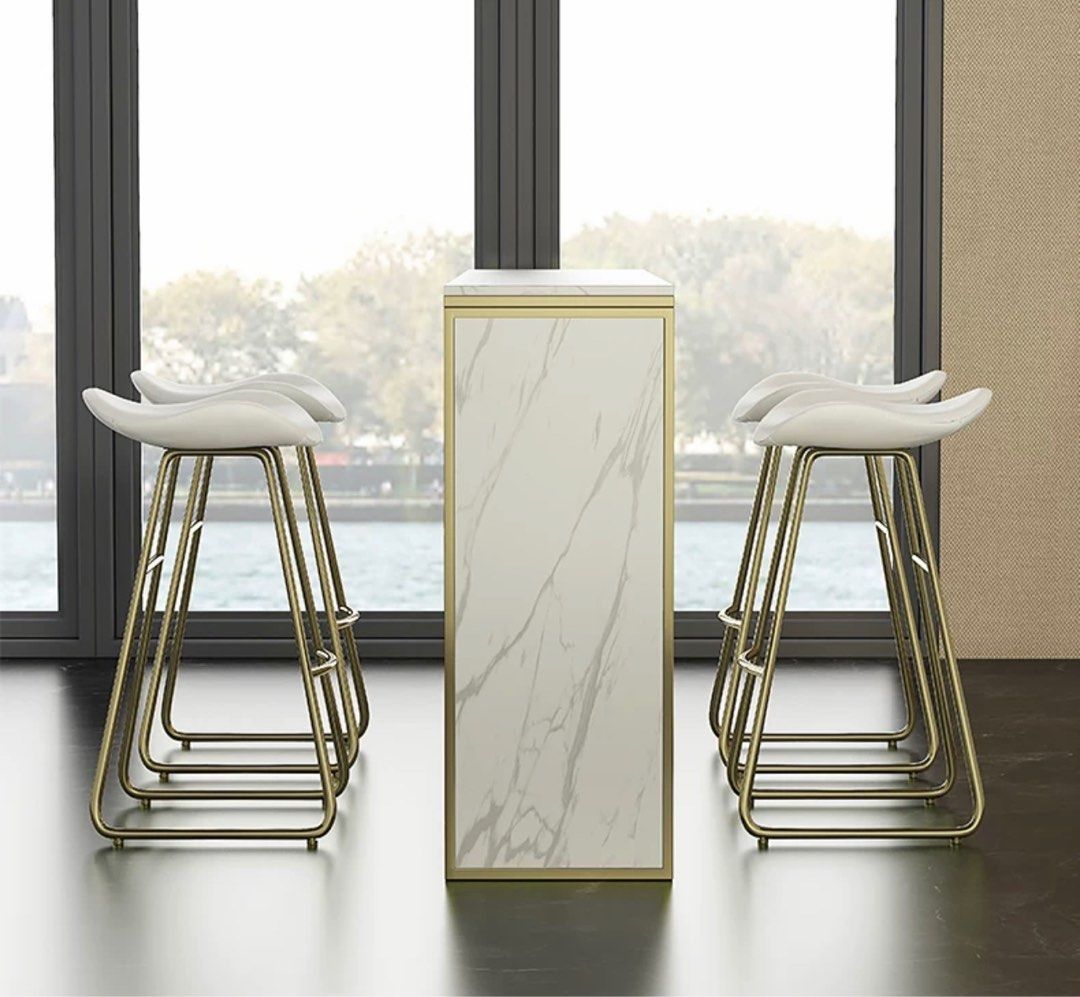 KASCE Modern Marble Bar Table & Stools, Furniture & Home Living ...