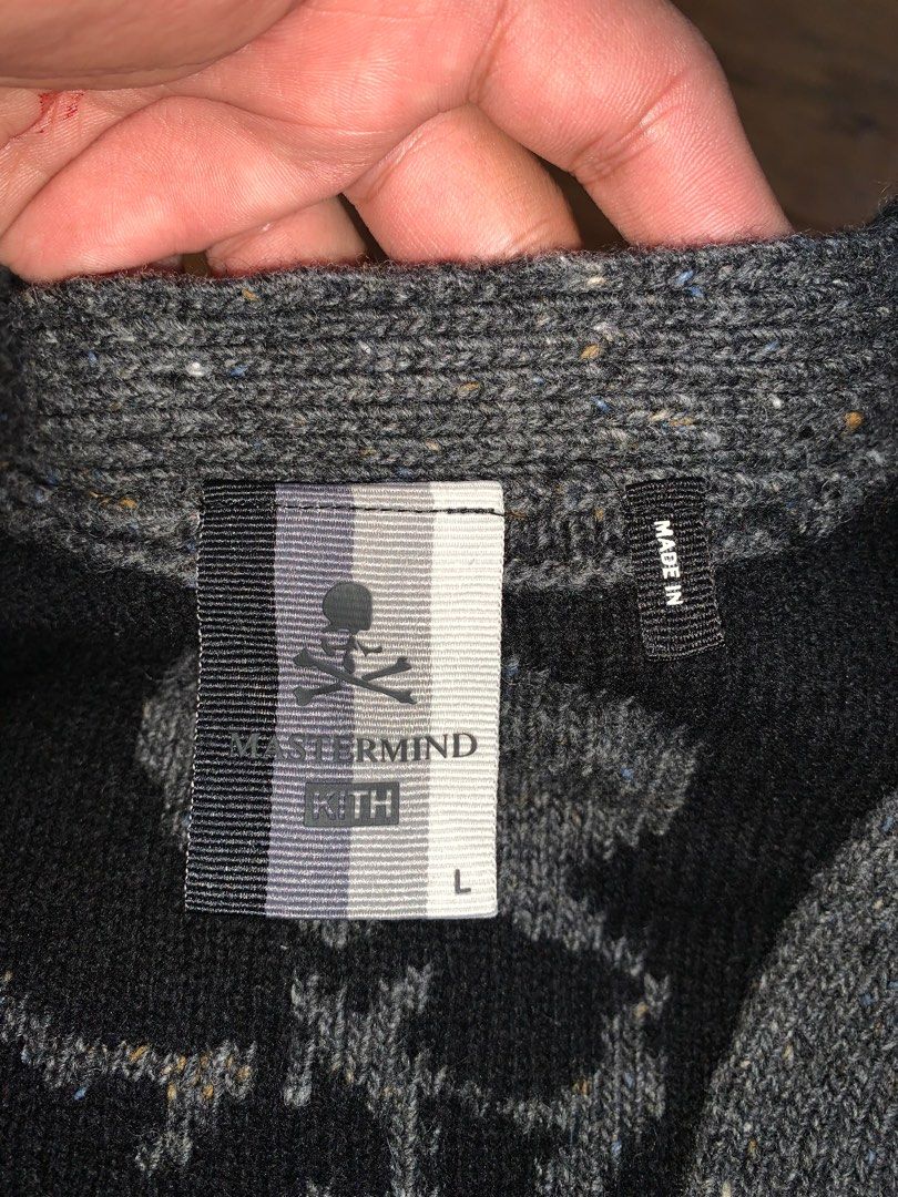 Kith x mastermind world knit cardigan black, Men's Fashion, Coats ...