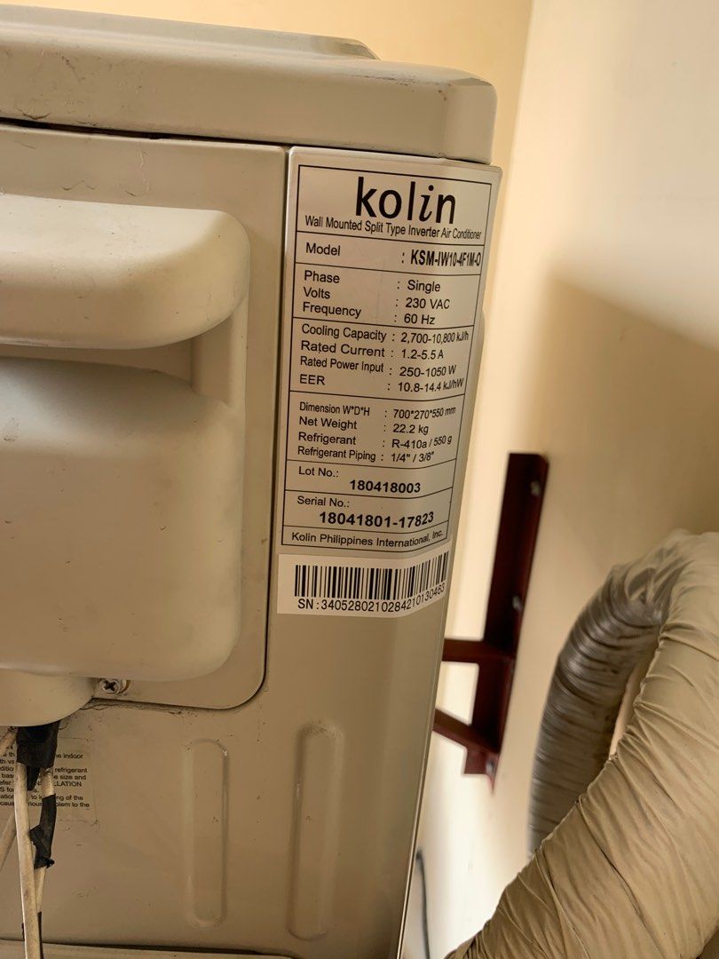 KOLIN INVERTER KSM-IW10-4F1M 25k NEGOTIABLE, TV & Home Appliances, Air ...