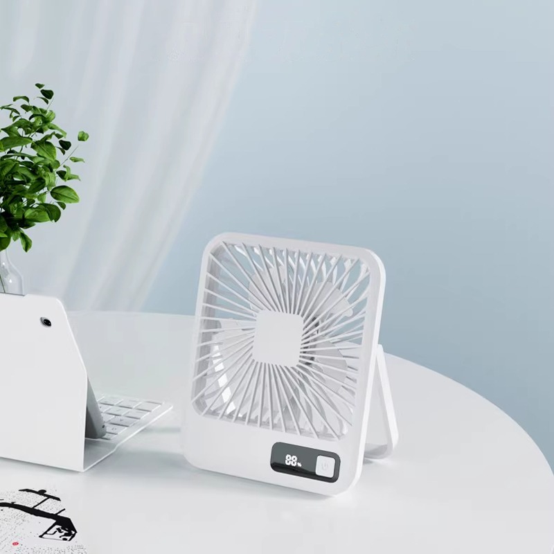 Mini Table Fan LED display screen Type-C Rechargeable Portable Desk Fan ...