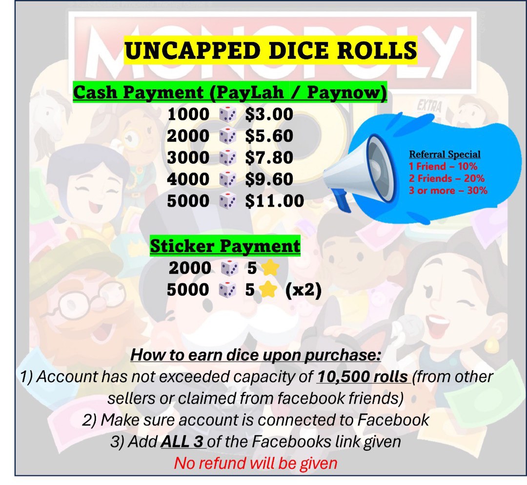 Monopoly go Dice Rolls (22 Aug 10PM) Pay with sticker/cash, Hobbies ...