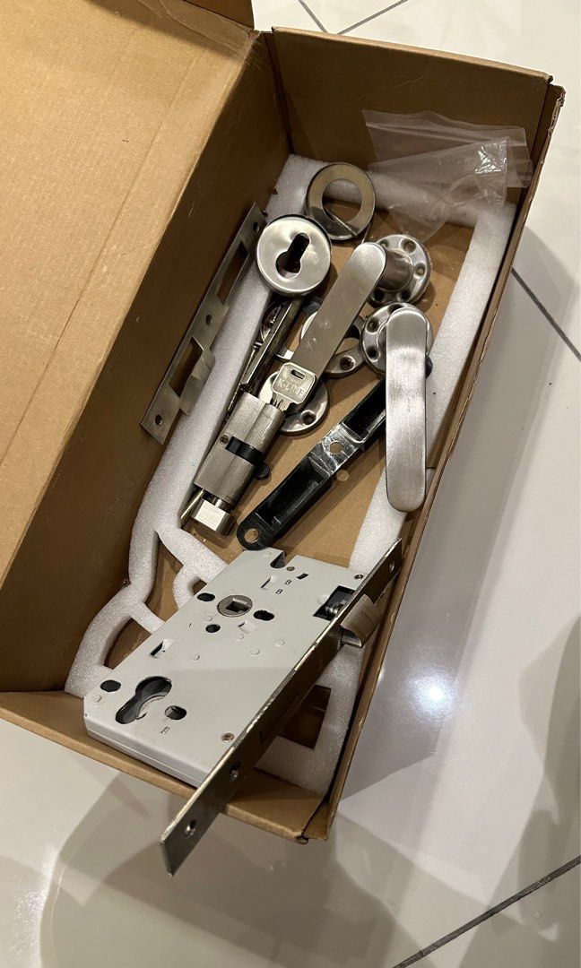 Mortise Lock & Cylinder Complete Set HOLLOW MORTISE LEVER HANDLE ...