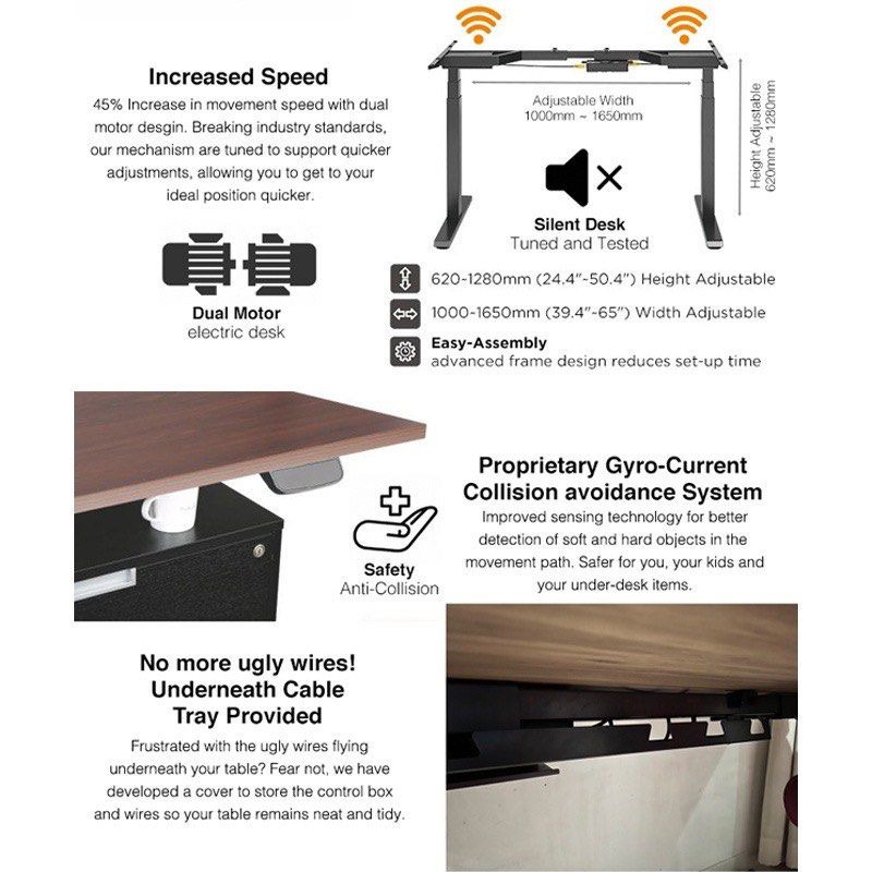 Motorized Standing Desk 1500cm x 750cm height adjustable Work Table ...