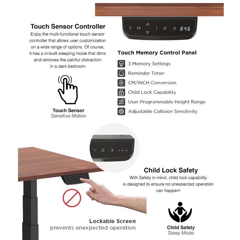 Motorized Standing Desk 1500cm x 750cm height adjustable Work Table ...