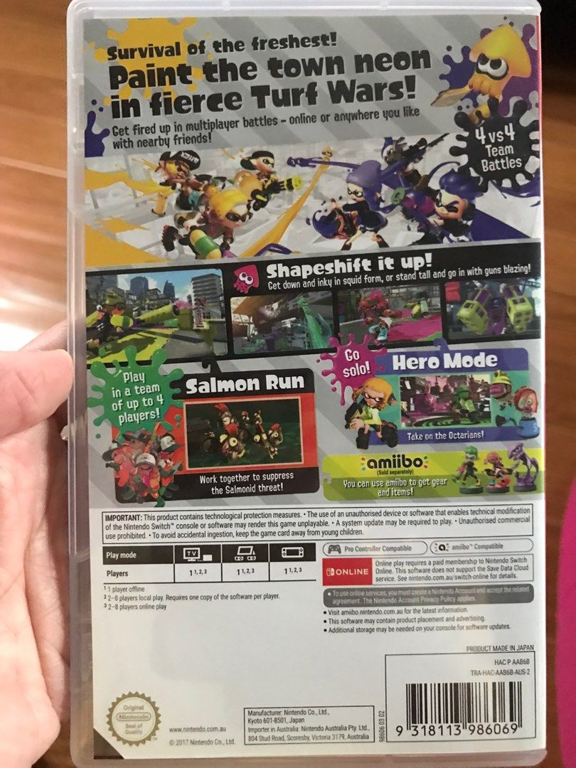 Nintendo Switch Splatoon 2 Cartridge, Video Gaming, Video Games ...