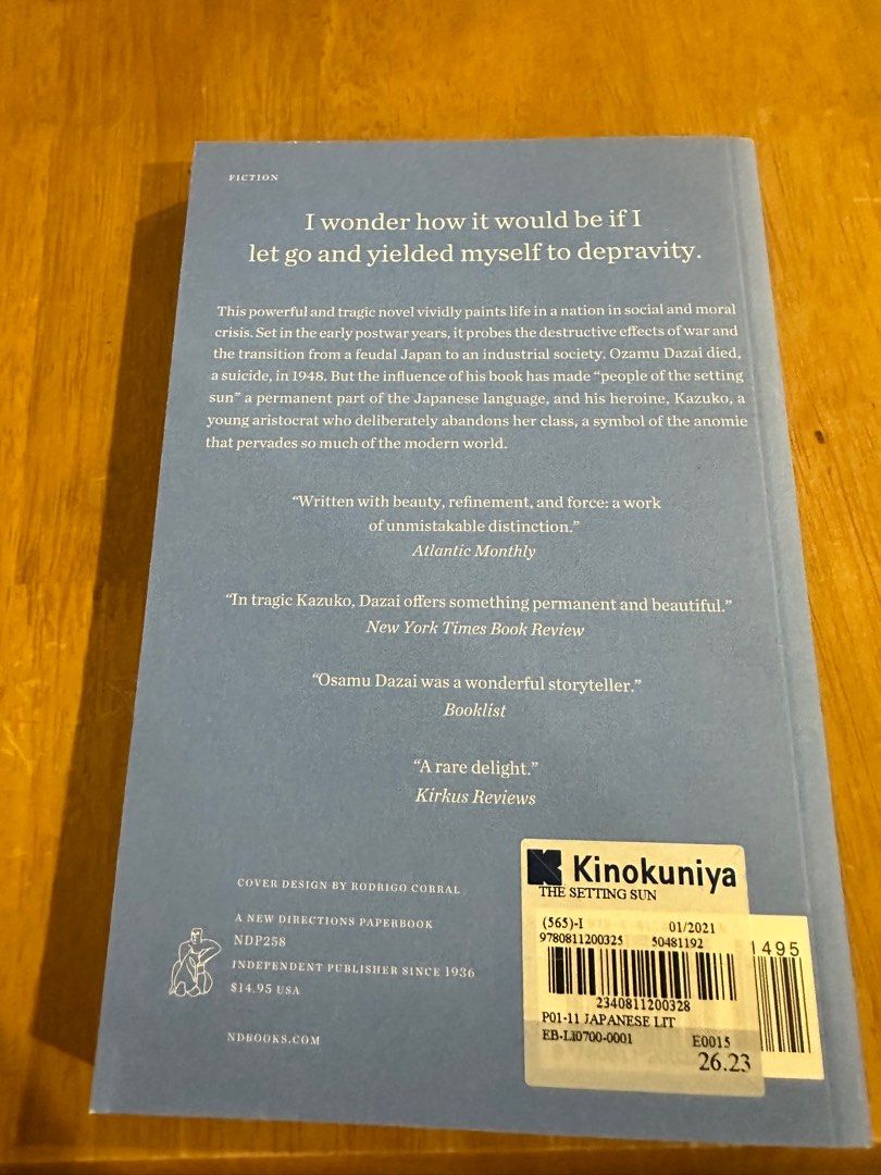 Osamu Dazai The Setting Sun, Hobbies & Toys, Books & Magazines, Fiction ...