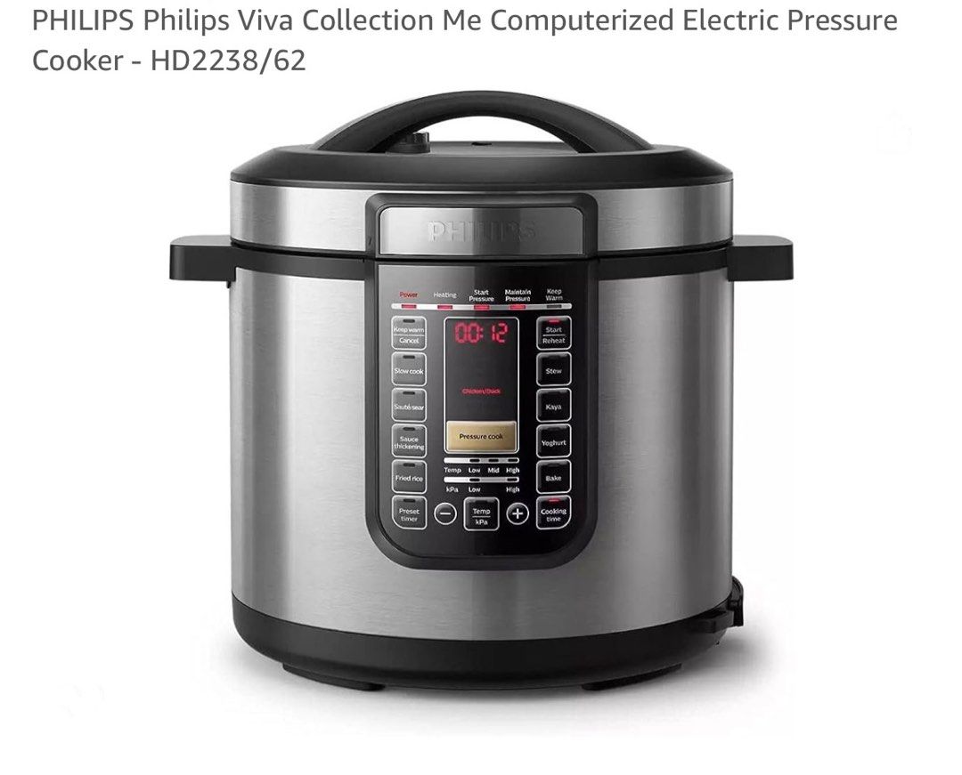Philips Viva Computerized Electric Pressure Cooker + 8L Stainless Steel ...