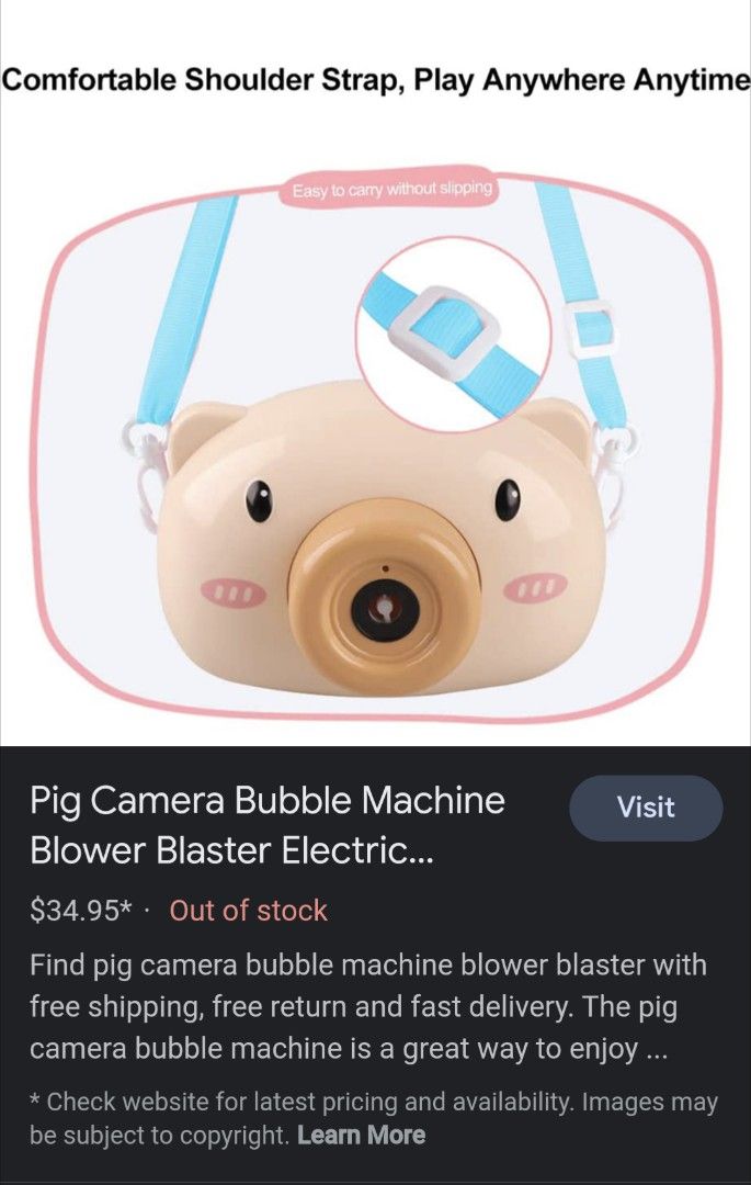 Pig camera bubble gun, Babies & Kids, Infant Playtime on Carousell