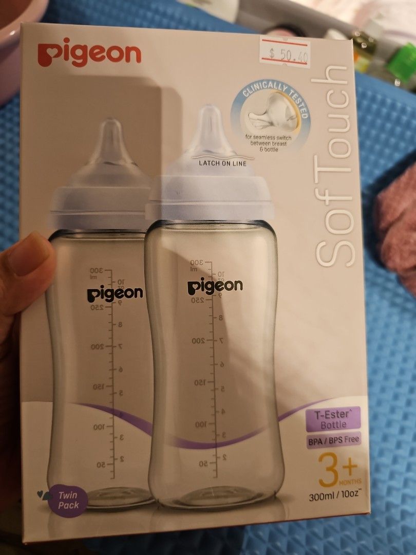 Pigeon SofTouch T-ester Nursing bottle wide neck 300ml Twin pack, Babies & Kids, Nursing ...