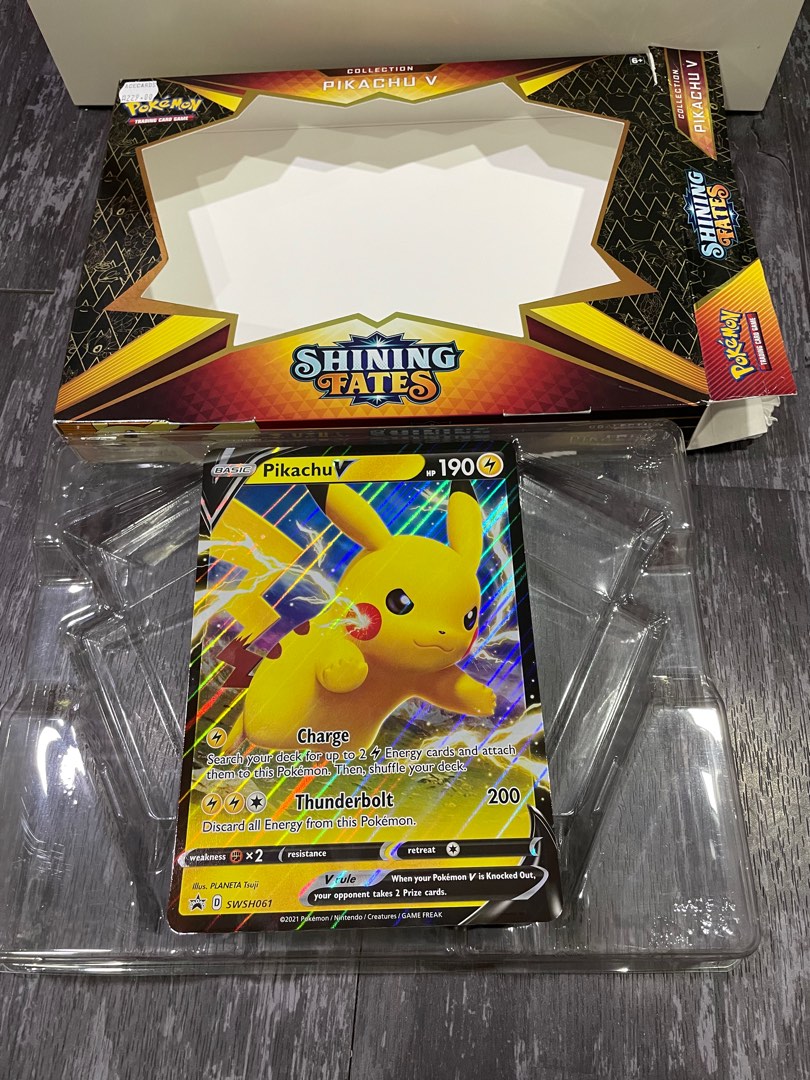 Pikachu V Card Original (Giant) With Shining Fates Box, Hobbies & Toys ...