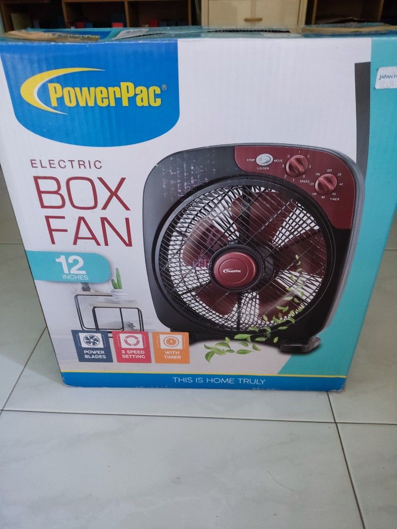 Powerpac 12" Box Fan, Furniture & Home Living, Lighting & Fans, Fans on ...