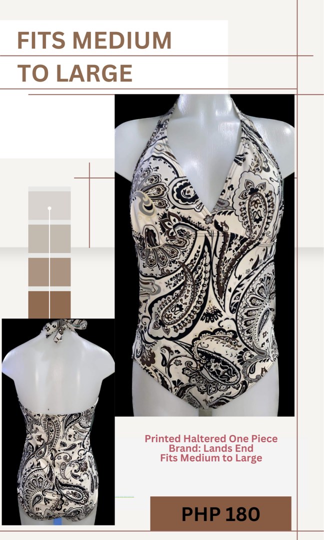 Printed Haltered One Piece Swimsuit on Carousell