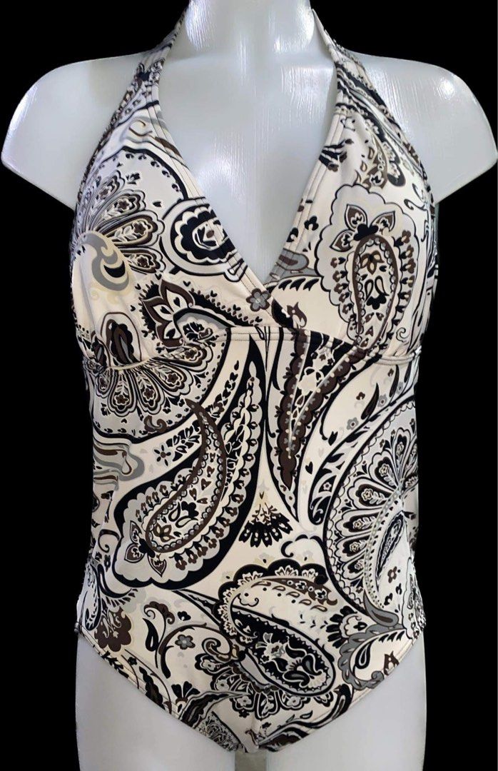 Printed Haltered One Piece Swimsuit on Carousell