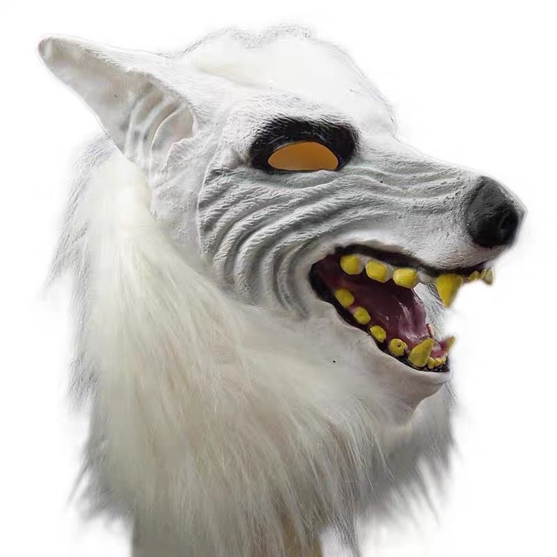 Realistic wolf mask white animal latex halloween horror mask, Hobbies ...