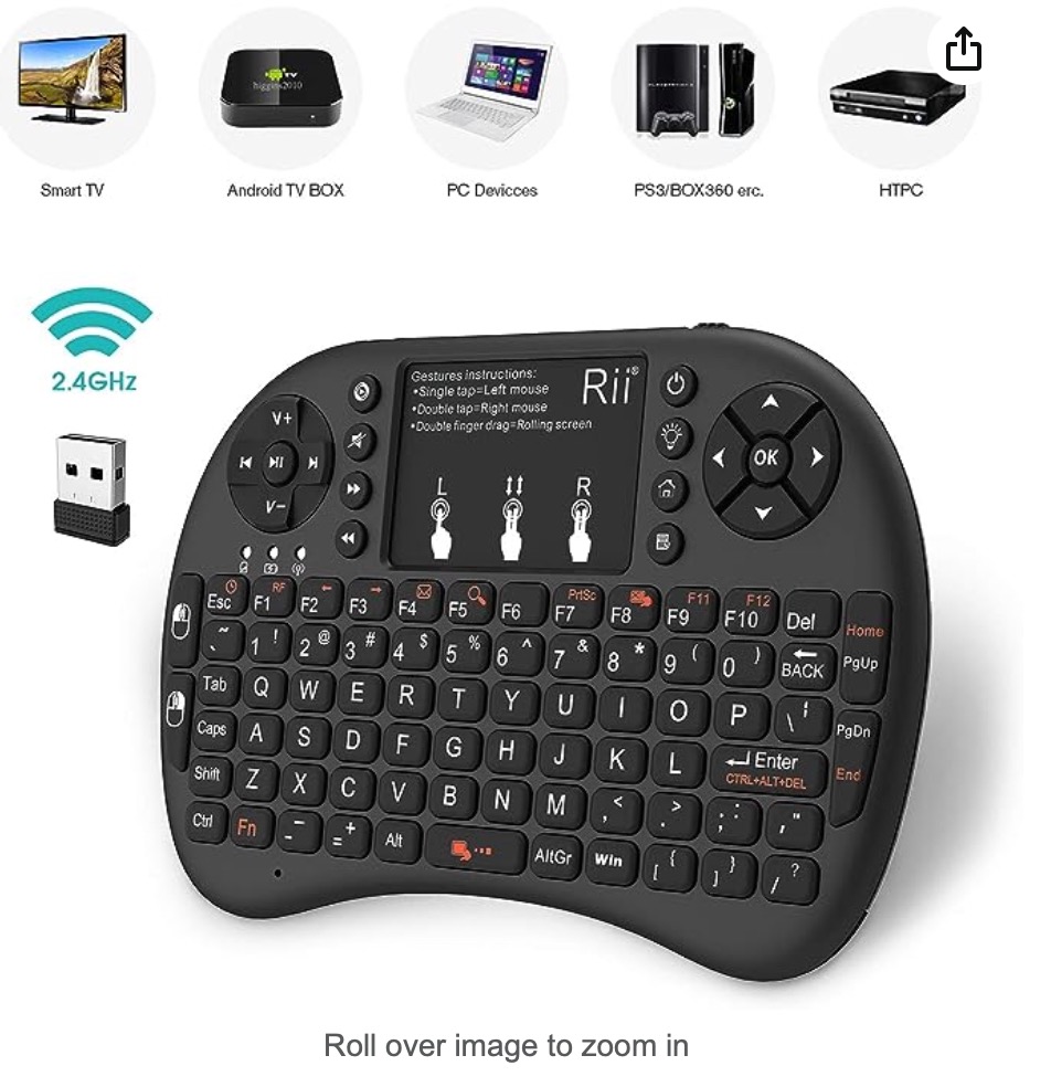 Rii 2.4GHz Mini Wireless Keyboard with Touchpad＆QWERTY Keyboard, Backlit Portable Keyboard with ...