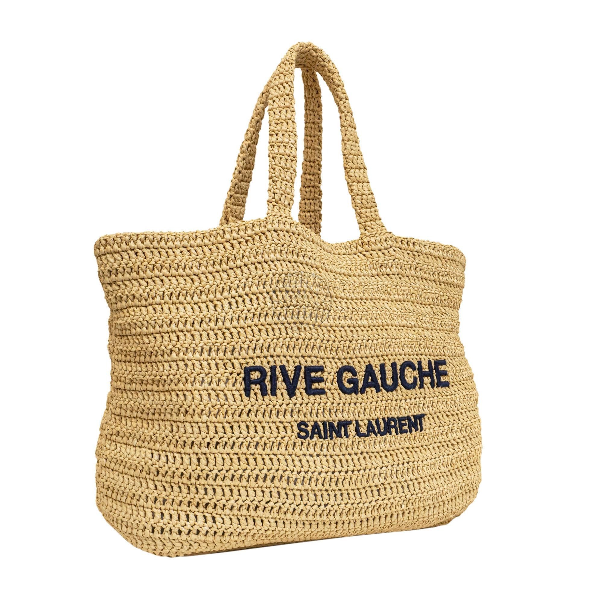 Saint Laurent Rive Gauche Raffia Crochet Tote, Luxury, Bags & Wallets ...