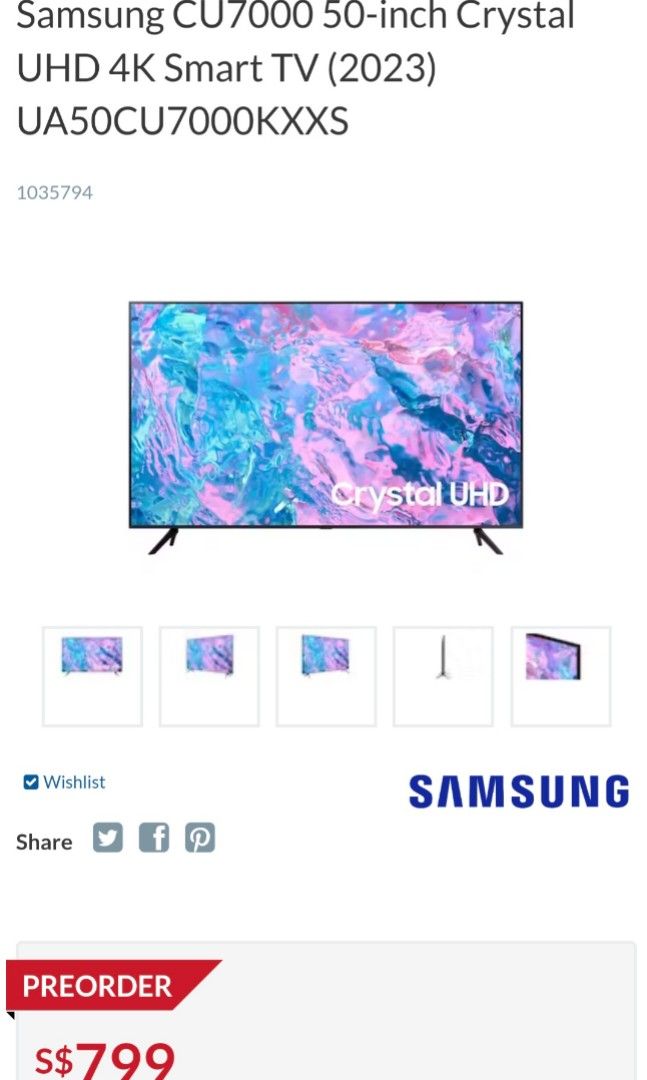 Samsung CU7000 50-inch Crystal UHD 4K Smart TV (2023), TV & Home ...